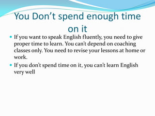5 Mistakes – Why you are not able to learn English speaking | PDF