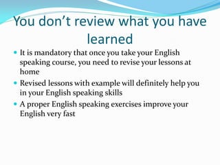 5 Mistakes – Why you are not able to learn English speaking | PDF