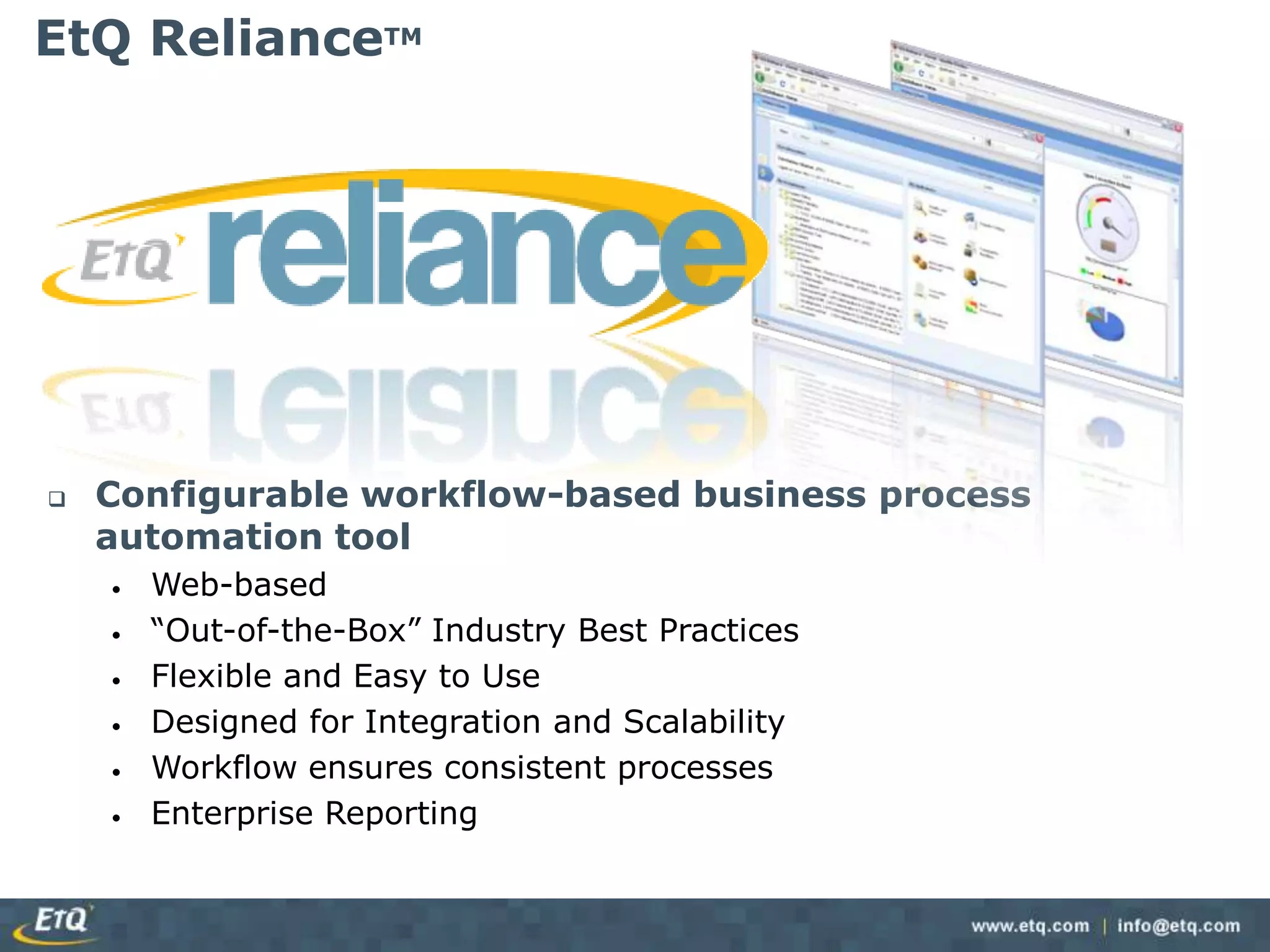 EtQ Reliance: Solution for Enterprise Compliance Management | PPTX