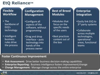EtQ Reliance: Solution for Enterprise Compliance Management | PPTX