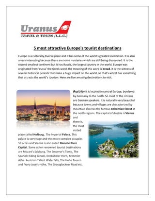 5 most attractive tourist destination in europe | PDF