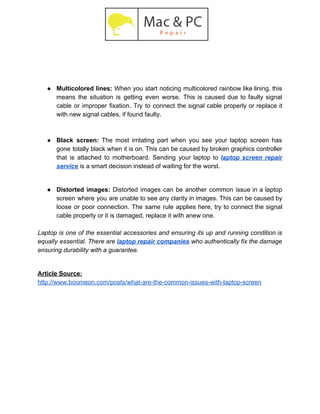 5 most common issues with laptop screen | PDF