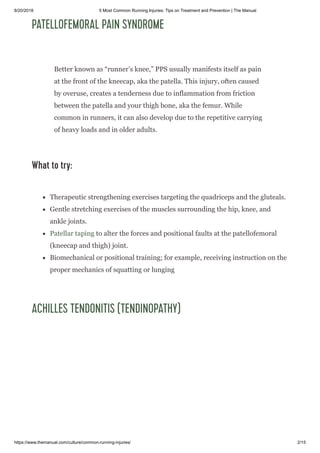 5 most common running injuries tips on treatment and prevention | PDF