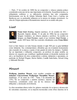5 músicos clásicos y contemporáneos | DOCX