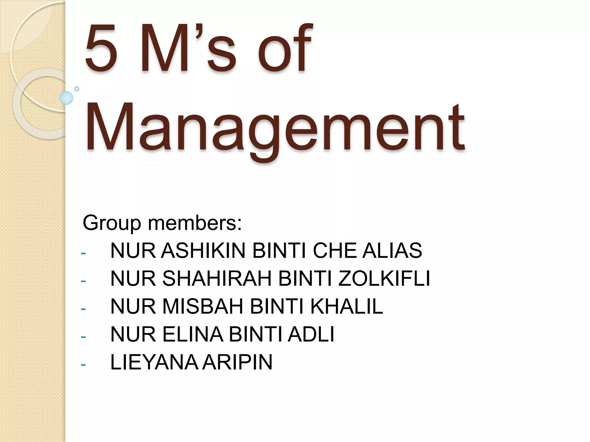 5 m’s of management | PPTX