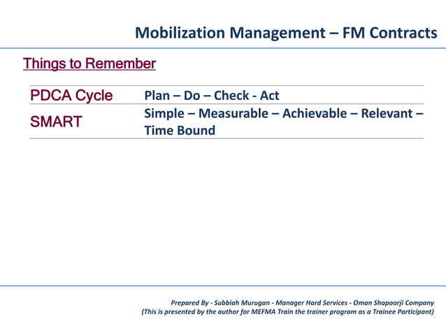 5Ms of Mobilization - Facilities Management Contracts | PPTX | Business ...