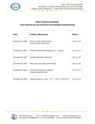 5 Days Tour Program in Cebu | PDF