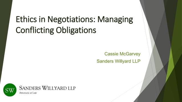 Ethics of Negotiation: Managing Conflicting Obligations | PPT