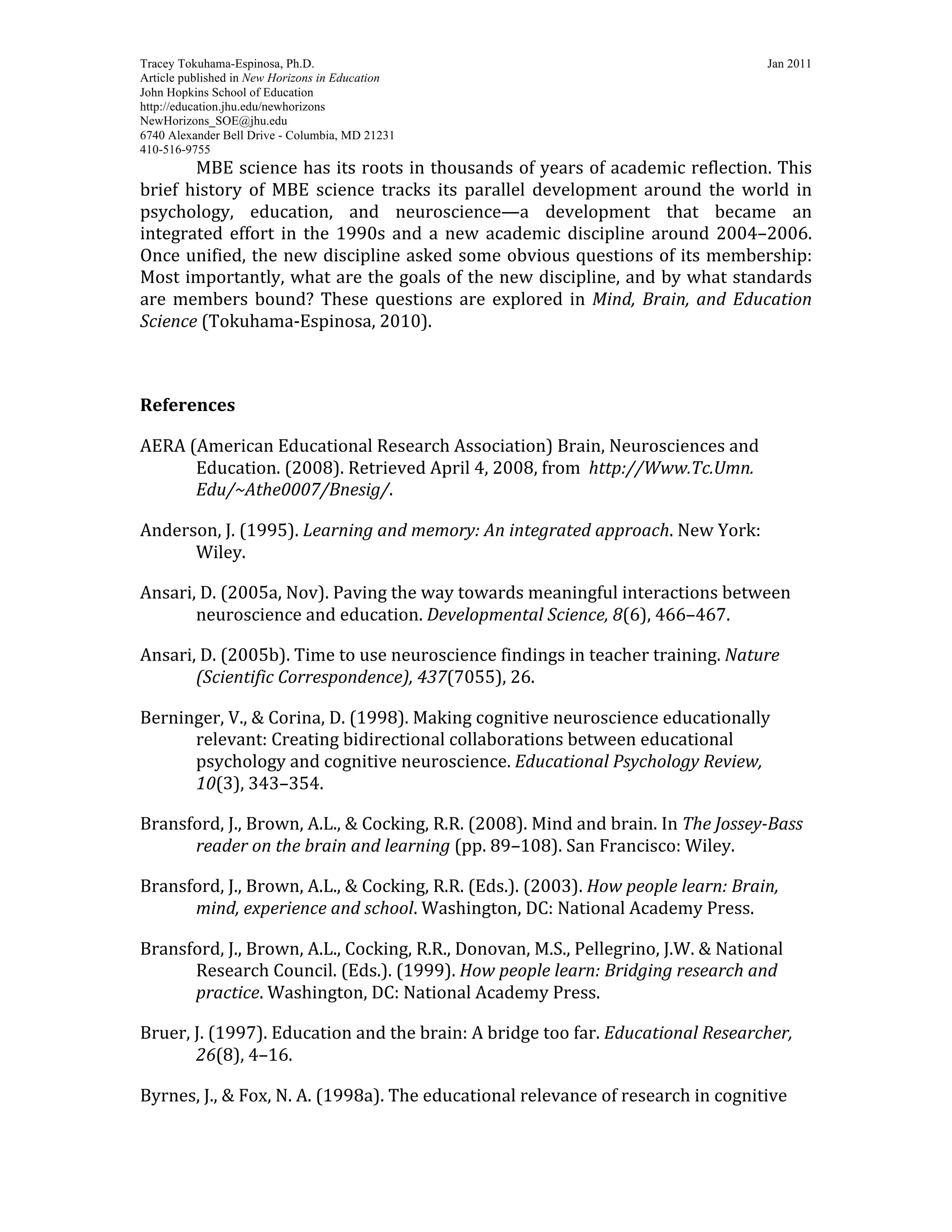 A Brief History of the Science of Learning, Part 2. By Tracey Tokuhama ...