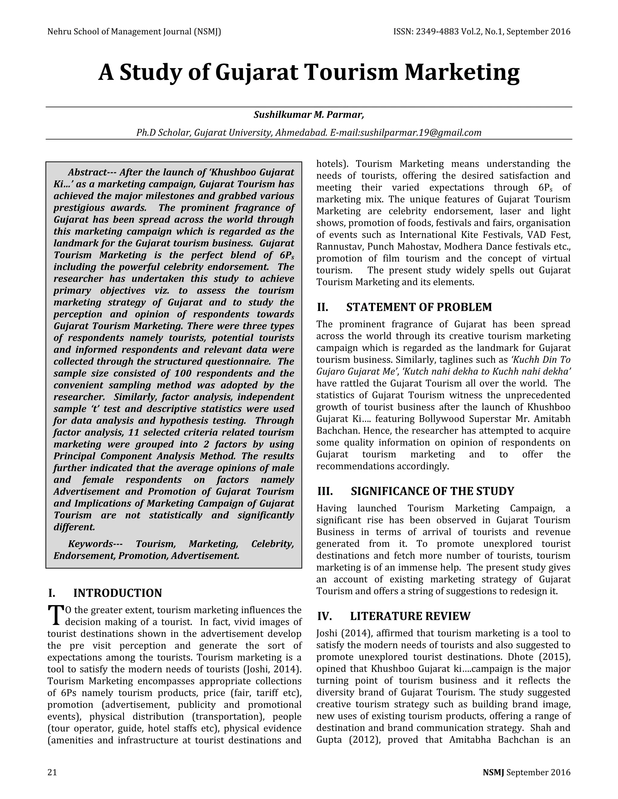 Gujarat Tourism marketing | PDF