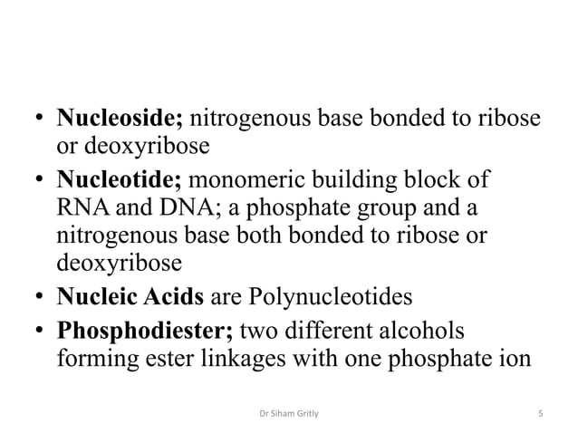 5 nucleotides and nucleic acids lecture | PPTX