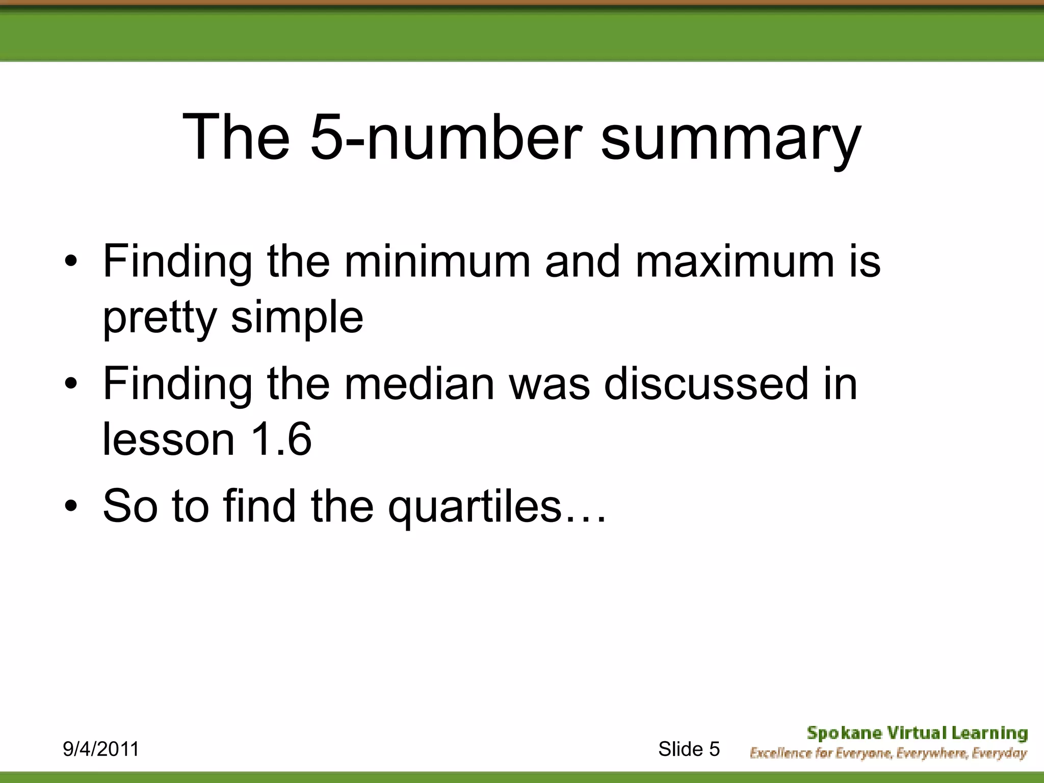 5 Number Summary | PDF
