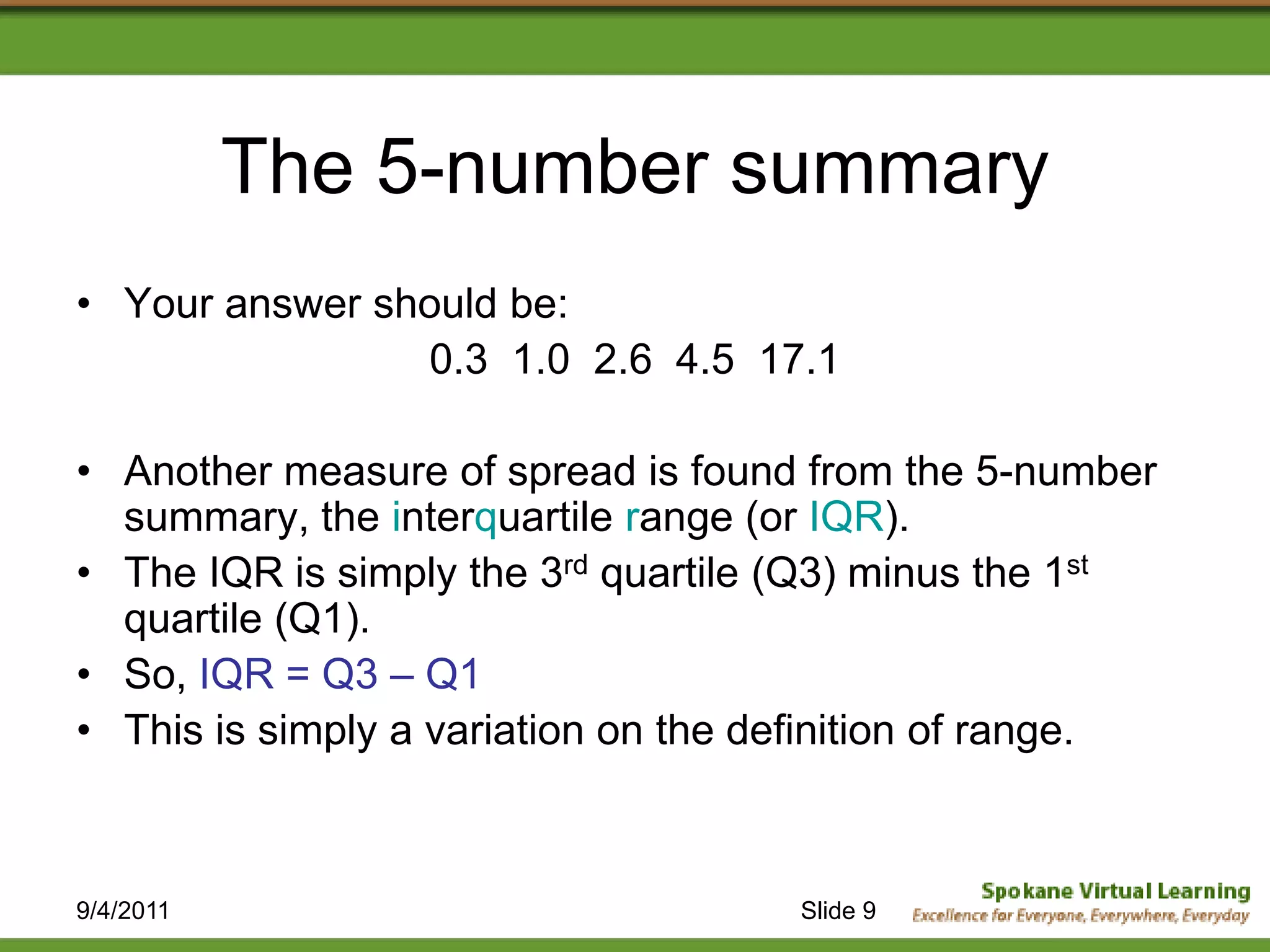 5 Number Summary | PDF