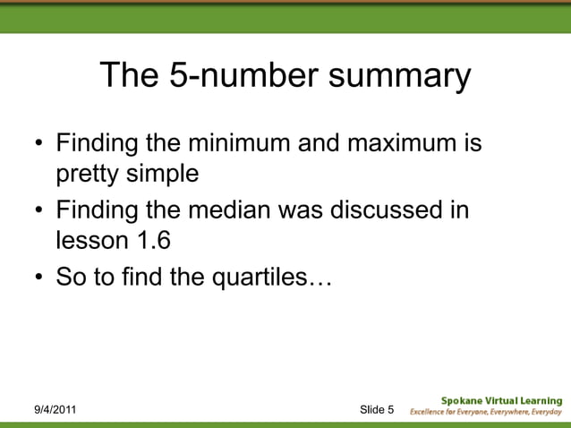 5 Number Summary