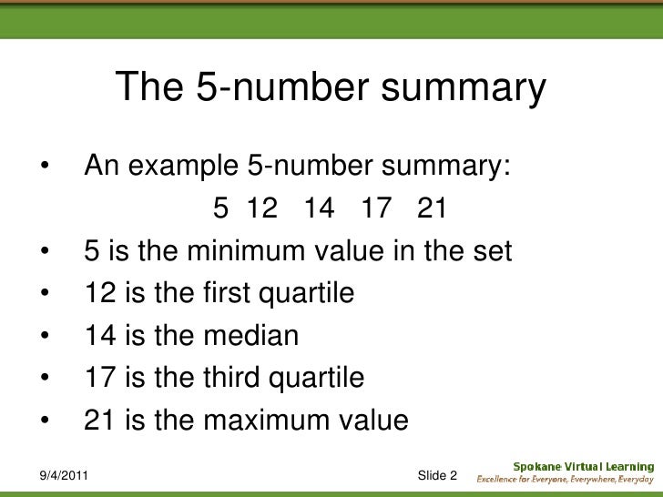 5 Number Summary 5 Number Summary