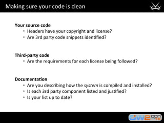 Preparing your source code for distribution, OW2con'16, Paris. | PPT