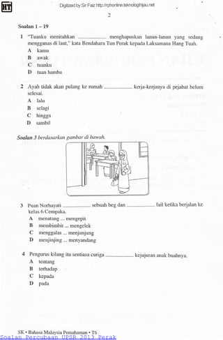 Bm pemahaman percubaan upsr perak | PDF