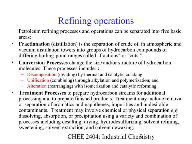 Oil Refinery - Processes | PPT | Chemistry | Science