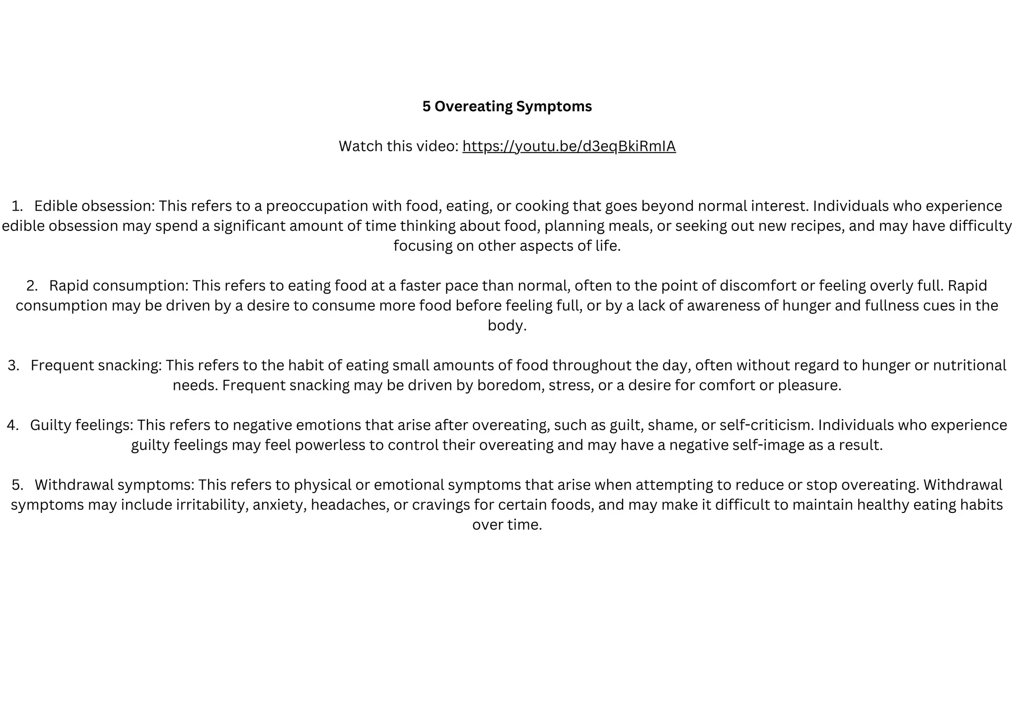 5 Overeating Symptoms | PDF