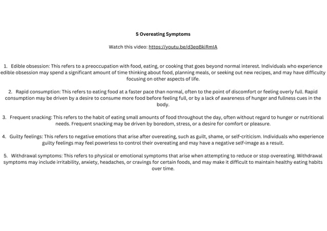 5 Overeating Symptoms | PPT