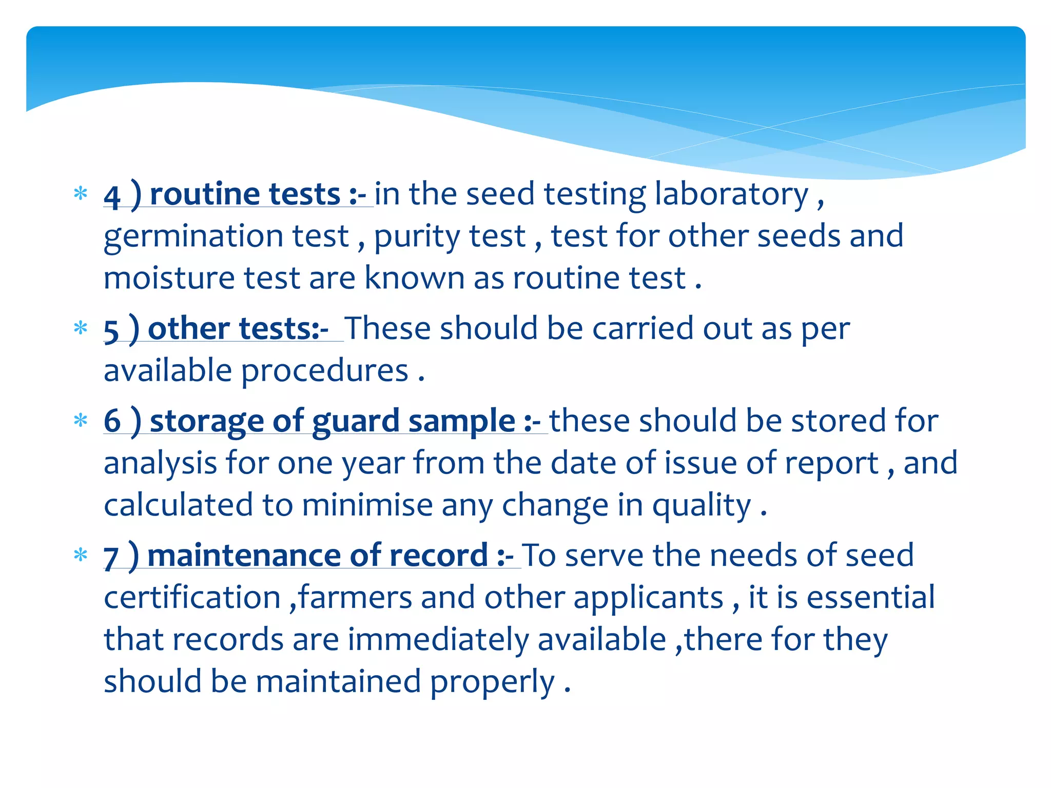 Seed sampling and testing | PPTX