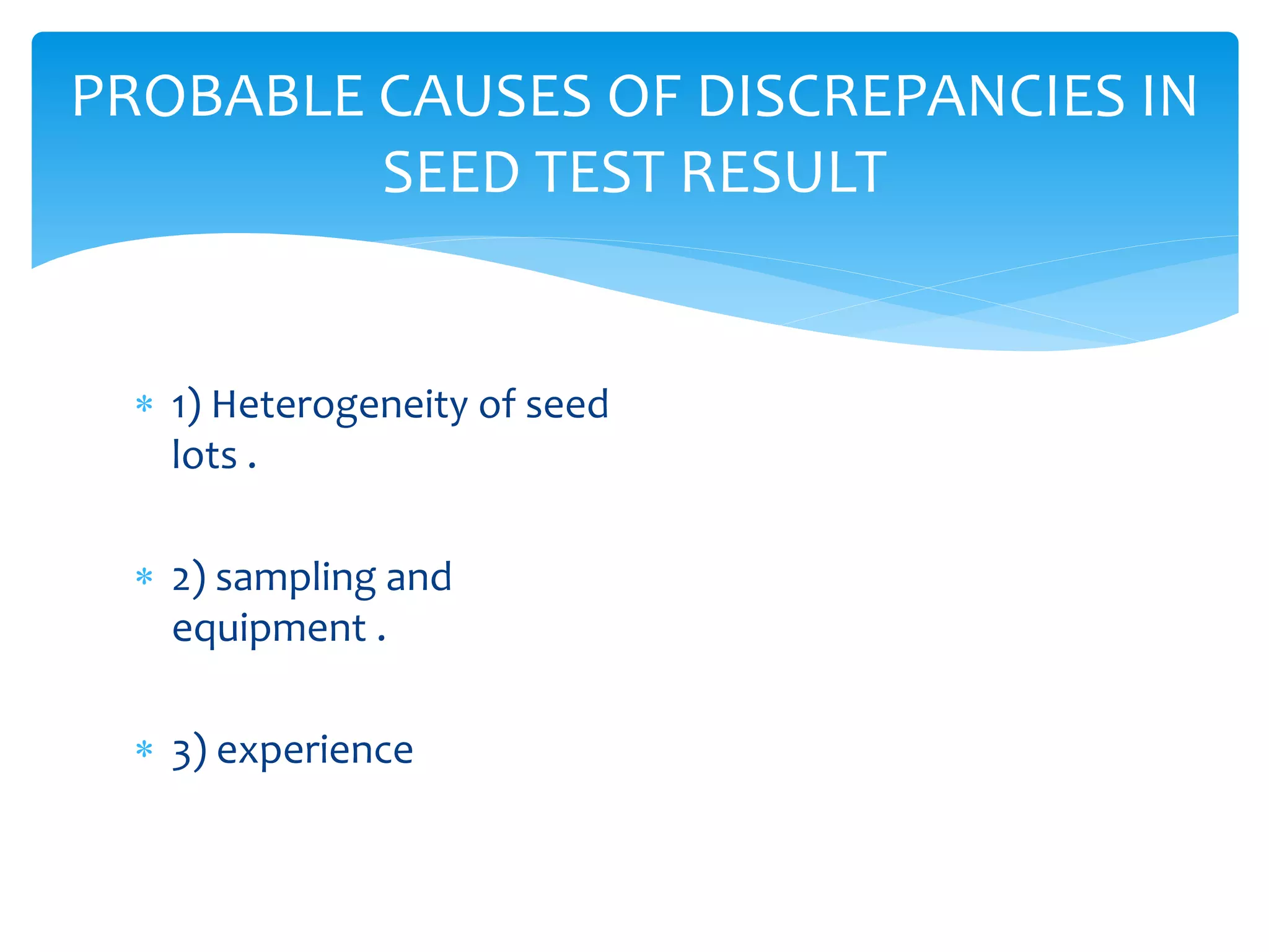 Seed sampling and testing | PPTX | Agriculture | Industries