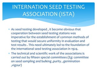 Seed sampling and testing | PPTX