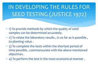 Seed sampling and testing | PPTX