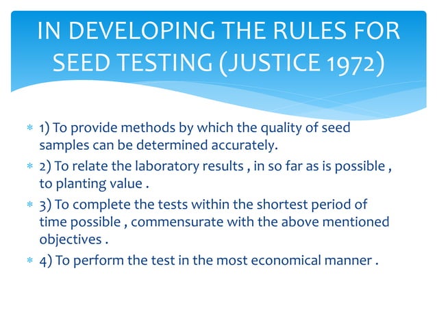 Seed sampling and testing | PPTX | Agriculture | Industries