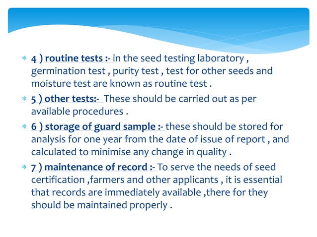Seed sampling and testing | PPTX | Agriculture | Industries