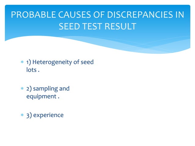 Seed sampling and testing | PPTX | Agriculture | Industries