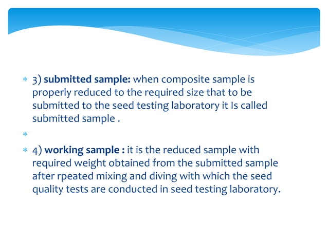 Seed sampling and testing | PPTX | Agriculture | Industries