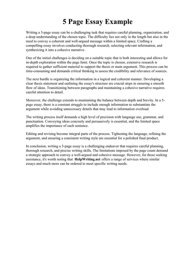 5 Page Essay Example | PDF