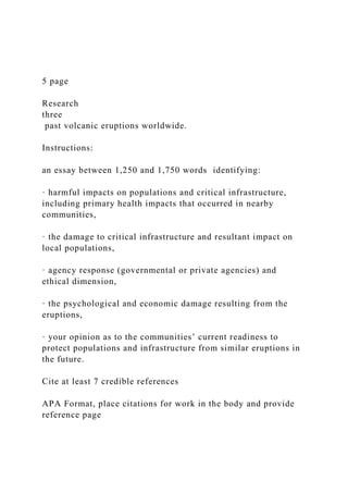 5 pageResearch three past volcanic eruptions worldwide..docx | Geology ...