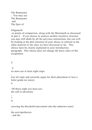 5 pages or more on the story of the ramayana, analyze the hero cycl ...