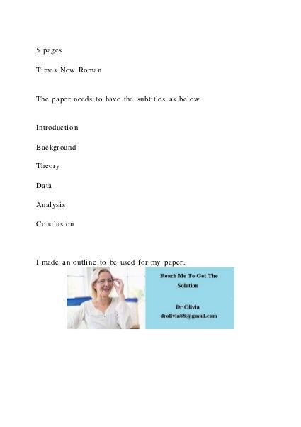 5 pages Times New Roman The paper needs to have the subtit | DOCX