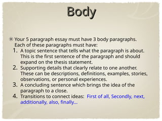 writing a parapraph consisting of 5 paragraph essay.ppt