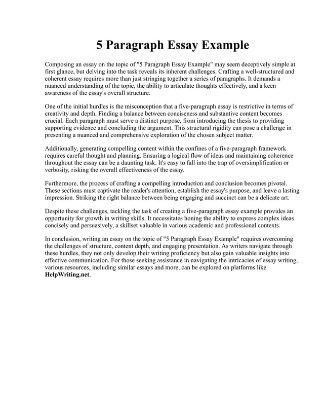 5 Paragraph Essay Example | PDF | Homework and Study | Education