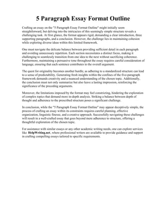 5 Paragraph Essay Format Outline | PDF