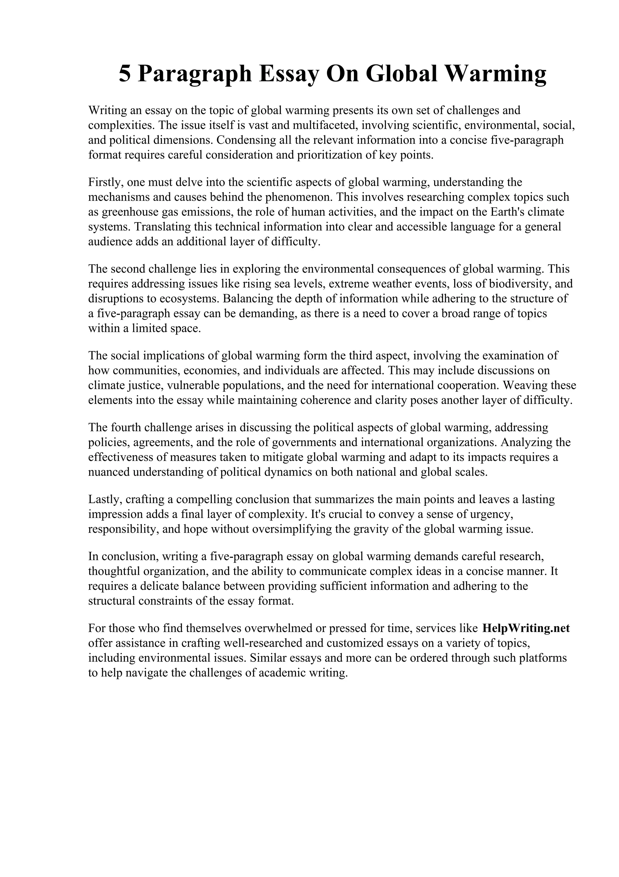 5 Paragraph Essay On Global Warming.pdf