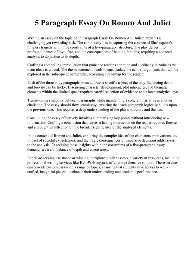 5 Paragraph Essay On Romeo And Juliet.pdf5 Paragraph Essay On Romeo And ...