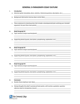 5 paragraph essay outline | PDF
