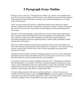5 Paragraph Essay Outline.pdf | Homework and Study | Education