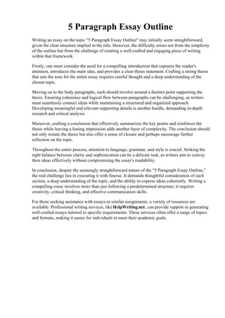 5 Paragraph Essay Outline | PDF