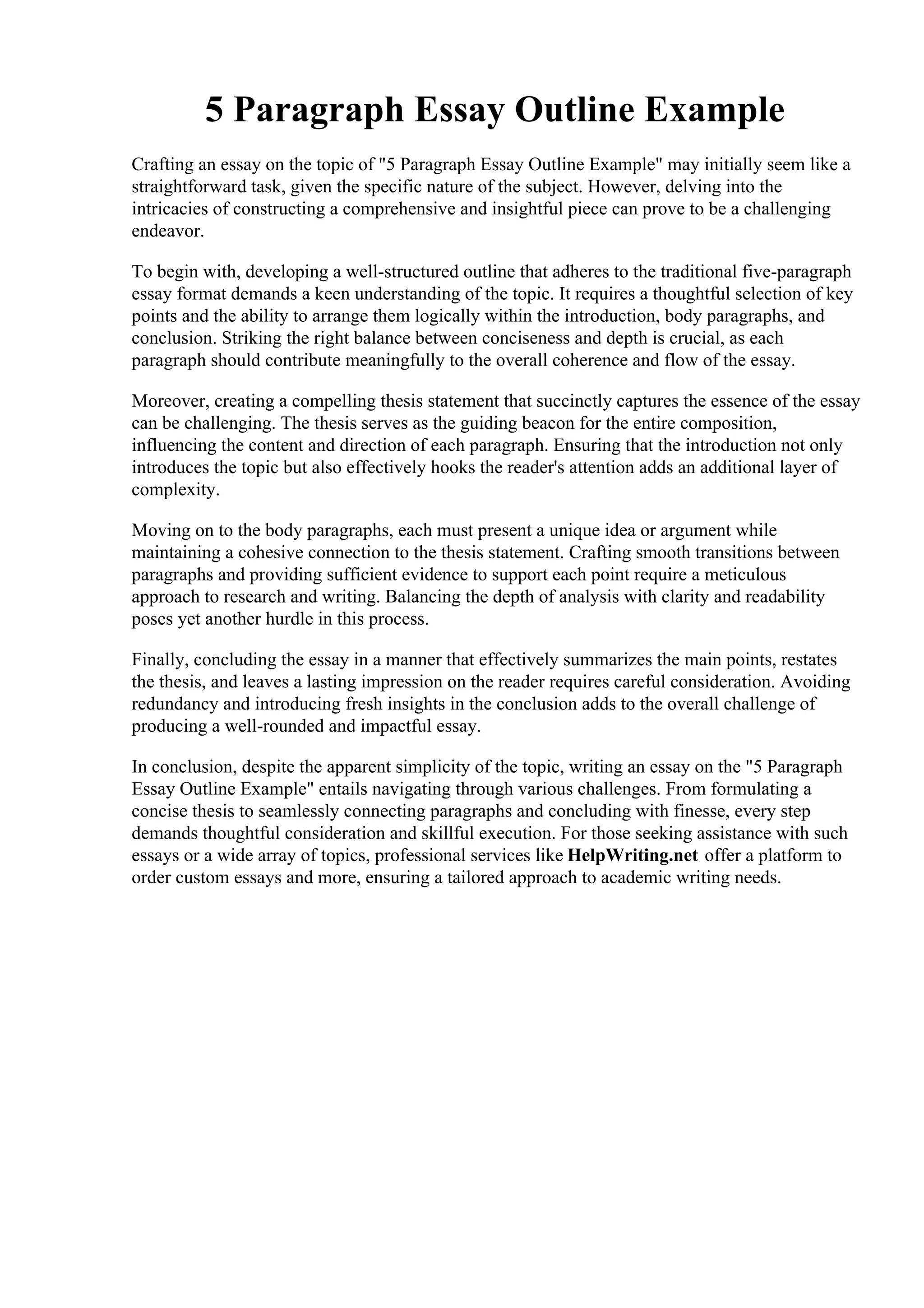 5 Paragraph Essay Outline Example. 5 Paragraph Essay: What Is It and ...