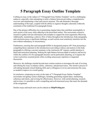 5 Paragraph Essay Outline Template. 5 Paragraph Essay Outline - Fill Online, Printable, Fillable ...
