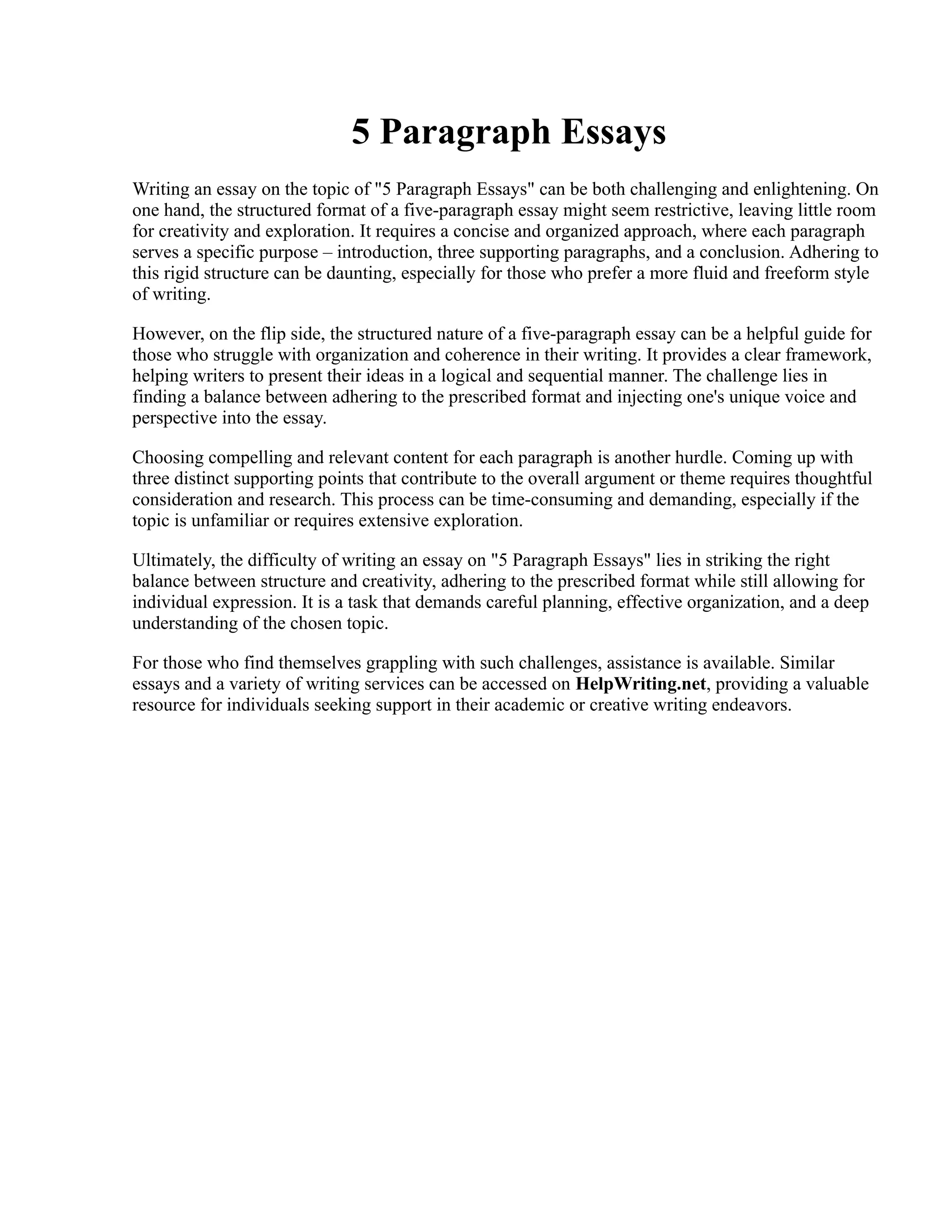 5 Paragraph Essays | PDF