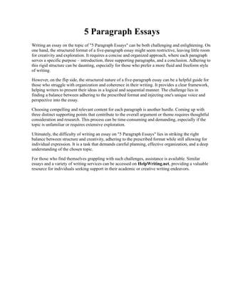 5 Paragraph Essays | PDF