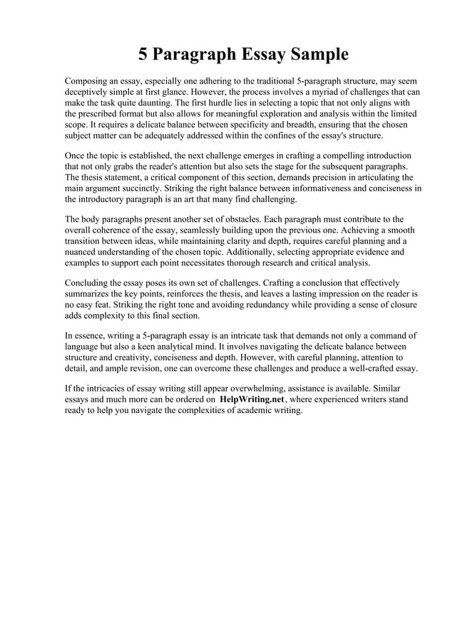 5 Paragraph Essay Sample.pdf | Business Banking & Finance | Business
