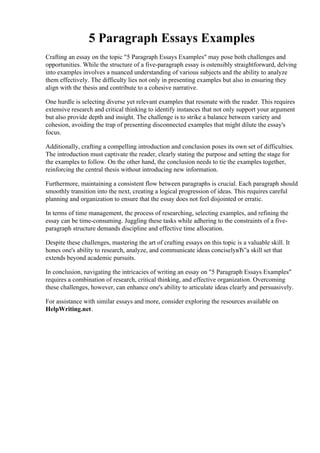 5 Paragraph Essays Examples | PDF